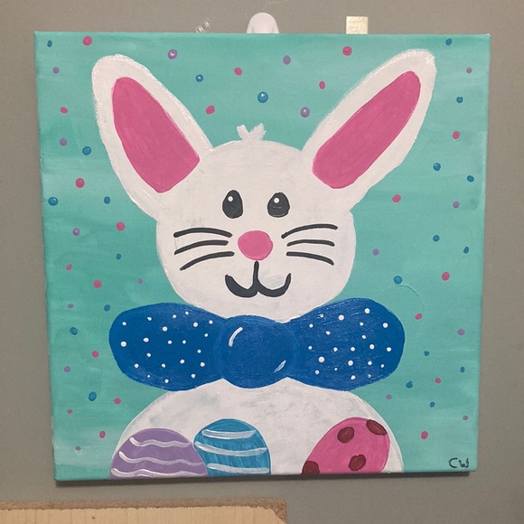 Hand Crafted | Art | Colorful Bunny Canvas Art | Poshmark